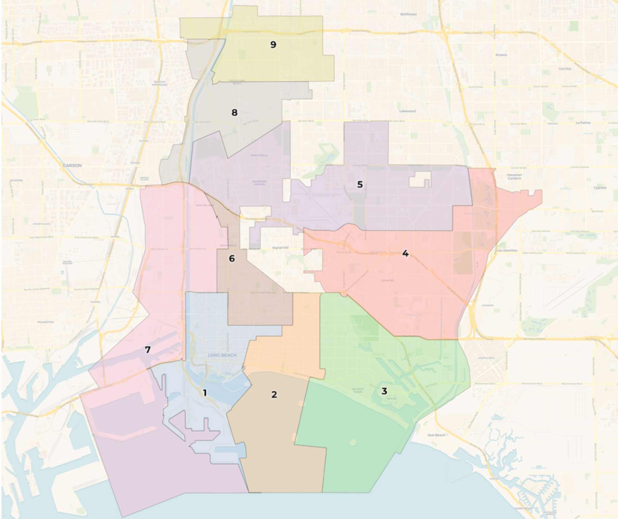 Here are Long Beach's new City Council districts. The final map could ...