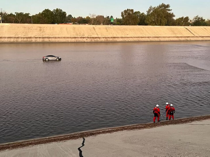 Rescue crews search 2 cars washed downstream by rain runoff in LA River ...