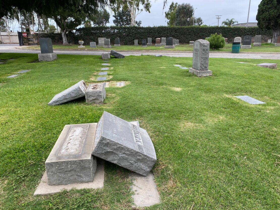 12 headstones toppled at historic Sunnyside Cemetery • Long Beach Post News