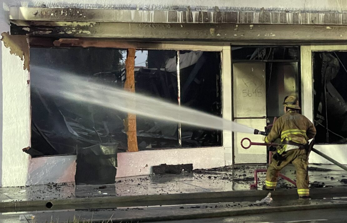 2 firefighters injured in three-alarm fire at North Long Beach strip ...