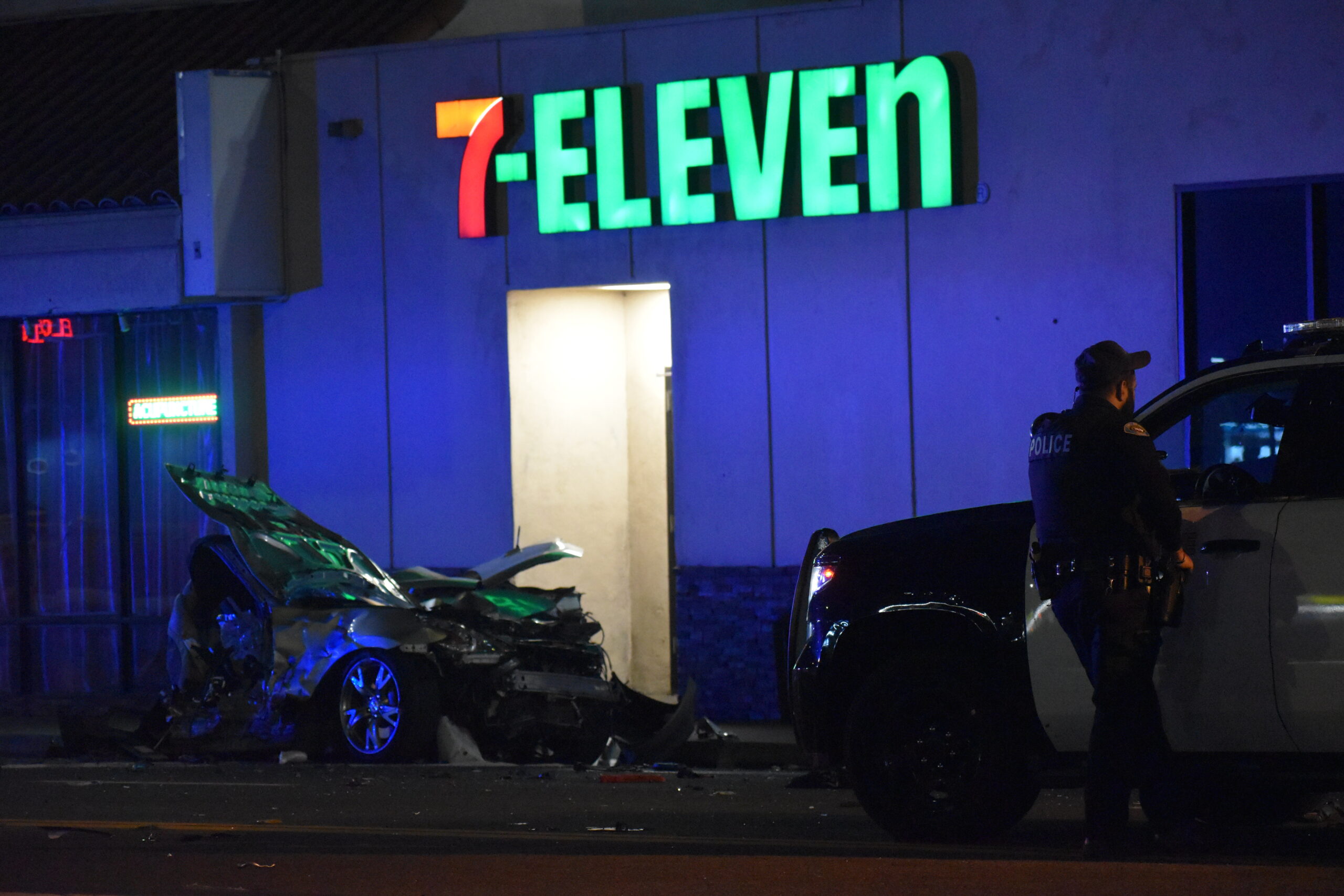 Car that hit man sitting at bus bench was going so fast it split in ...