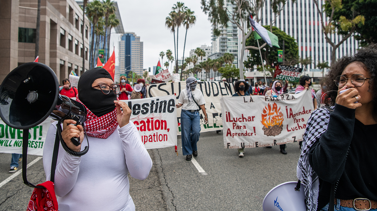 Protesters march on Ocean Boulevard as they demand CSU chancellor’s ...